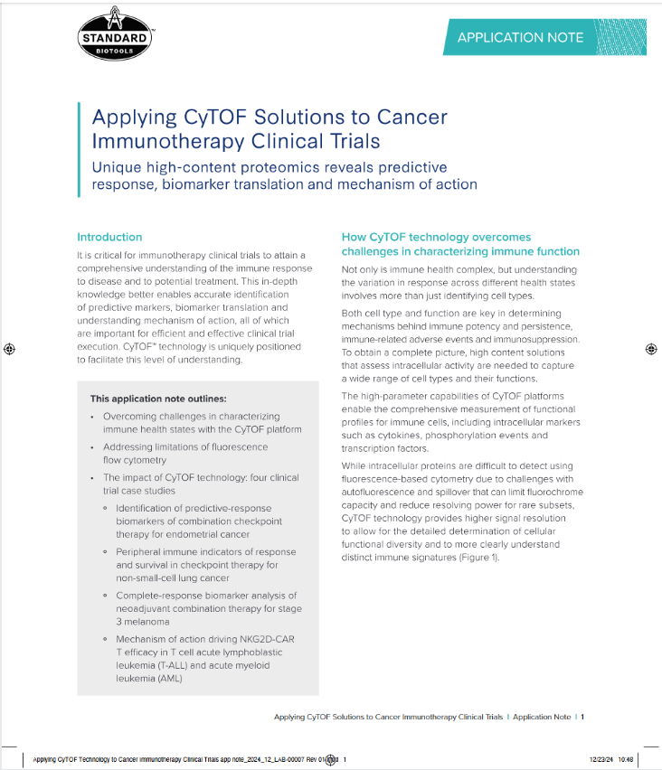 Applying CyTOF technolog to cancer immunotherapy (LAB-00007) – StandardBio